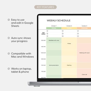 Weekly Planner Spreadsheet for Google Sheets | Weekly Calendar | Daily ...