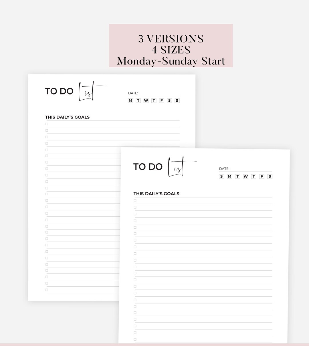 Productivity to Do List Template, Daily Minimal to Do List Printable ...