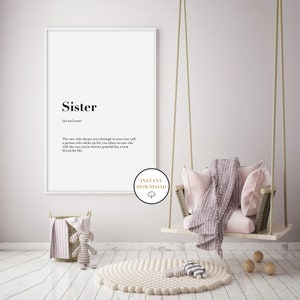 Sister Definition Printable Wall Art Definition Wall Art - Etsy
