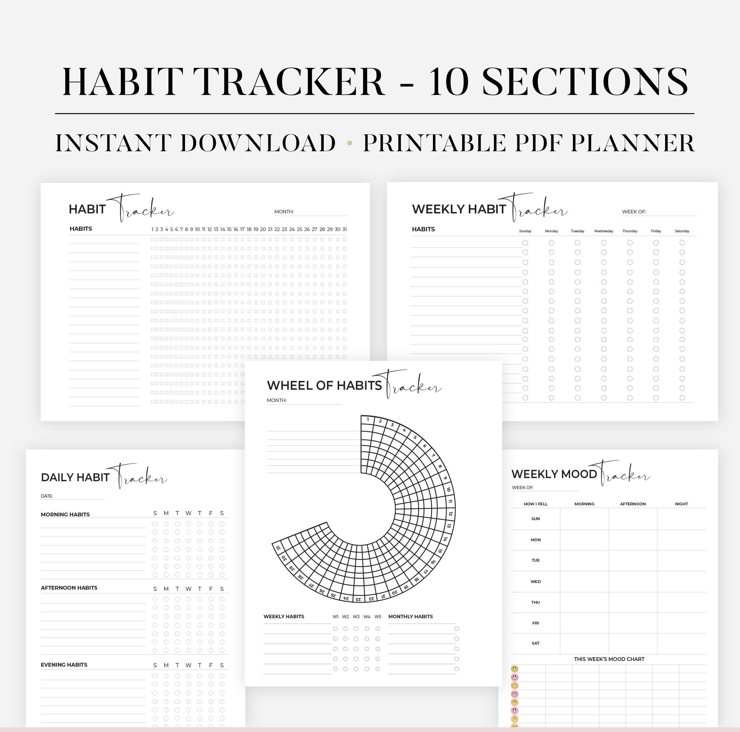 Habit Tracker, PRINTABLE Journal Page, Monthly Tracker, Monthly Goal ...