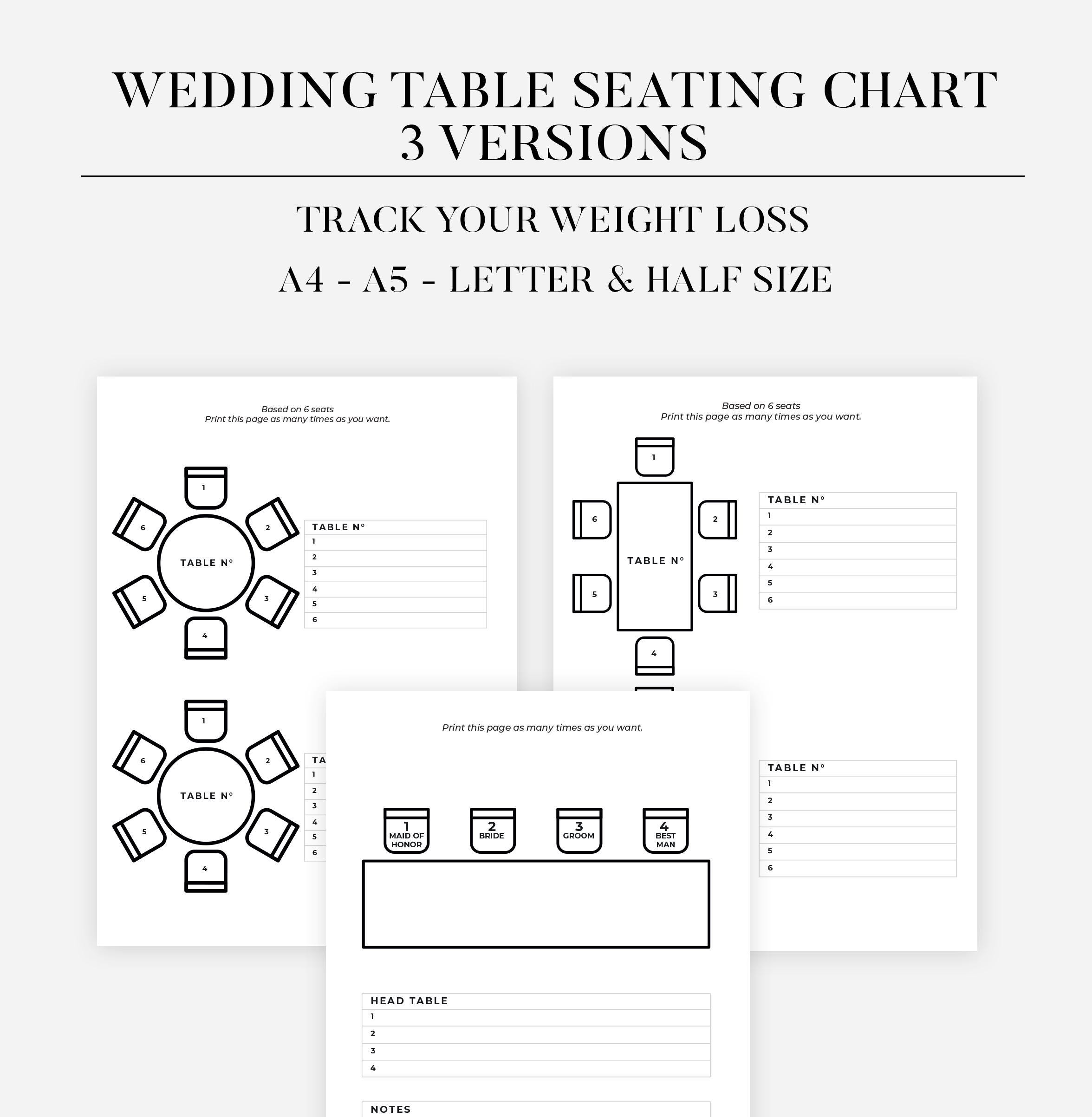 Printable Wedding Table Seating Chart Template, Round Table Seating ...