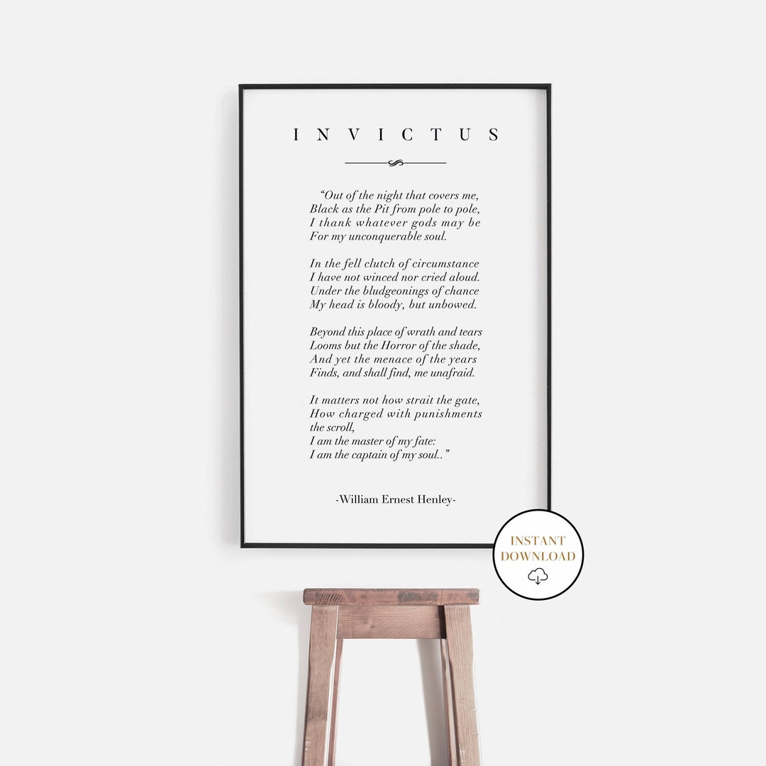 Printable Invictus Poem, Invictus Poem by William Ernest Henley ...