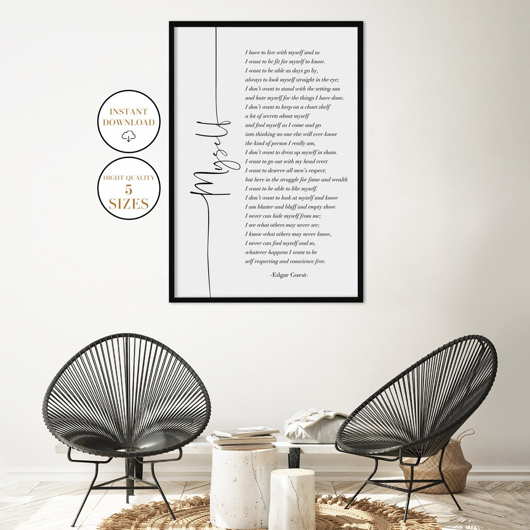 Myself, Edgar Guest, Poem Prints, Inspirational Quotes, Printable Wall ...