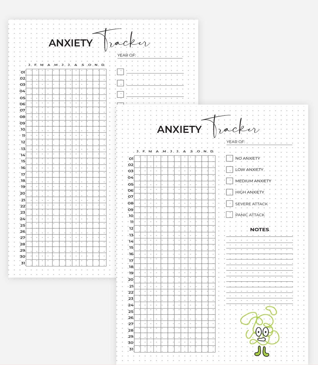 Mood Tracker, Habit Tracker, Anxiety Journal, Yearly Tracker, Anxiety ...