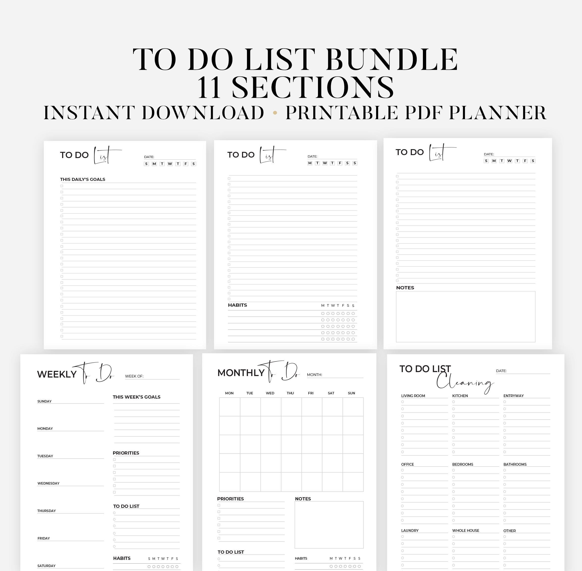 To Do List Printable to Do List Bundle to Do List Planner Page ...