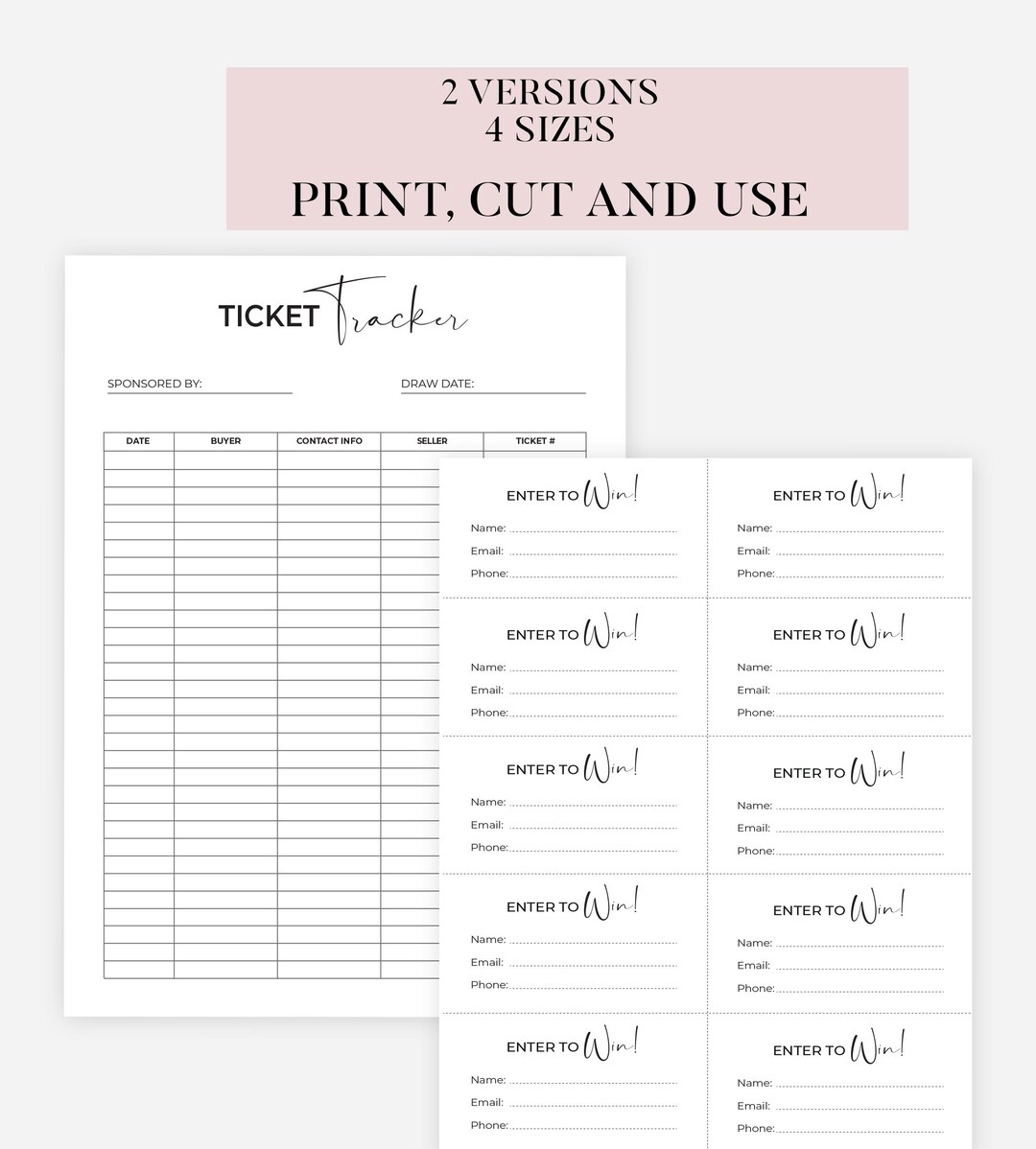 Raffle Prize, Printable Raffle Ticket, Drawing Slips, Raffle Ticket ...