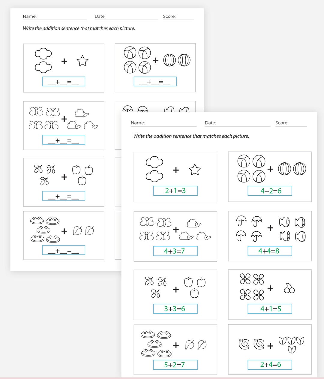 Addition Worksheets, Numbers 1-10, Adding Worksheets, Educational ...