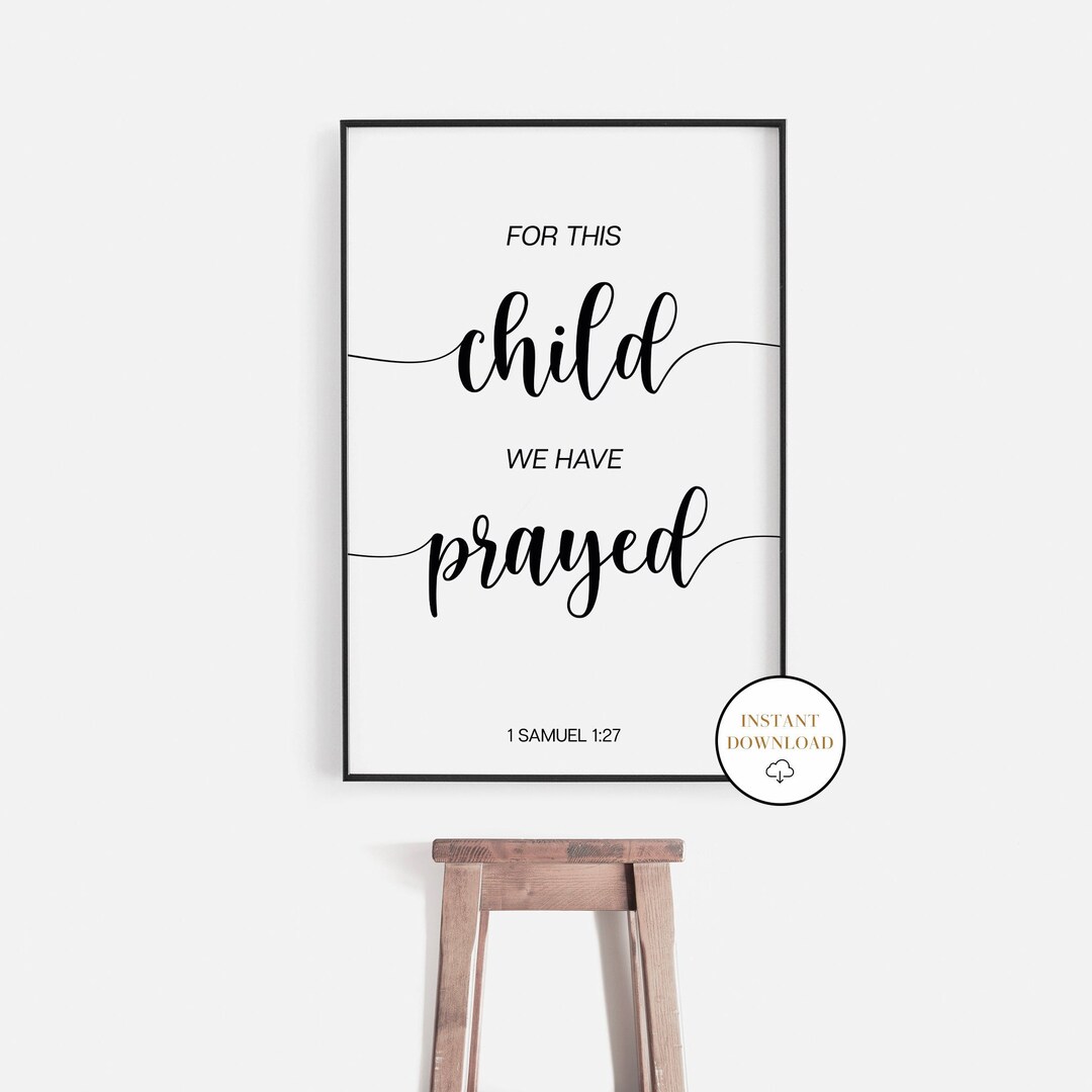 For This Child We Have Prayed Sign, Printable Baby Shower Gift, Baby ...