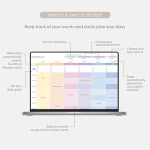 Editable Planner Google Sheets Digital Planner Spreadsheet Daily Weekly ...