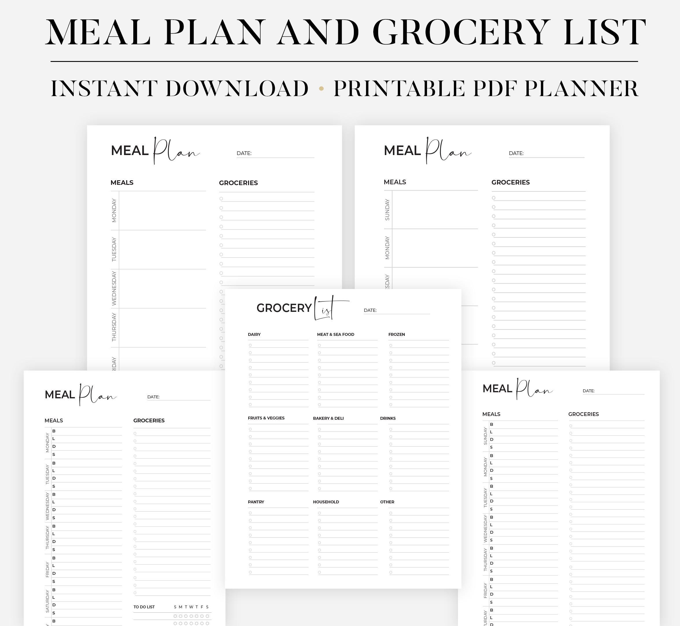 Meal Planner, Meal Planning, Grocery List, Meal Plan Template, Weekly ...