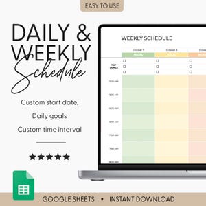 Weekly Planner Spreadsheet for Google Sheets | Weekly Calendar | Daily ...