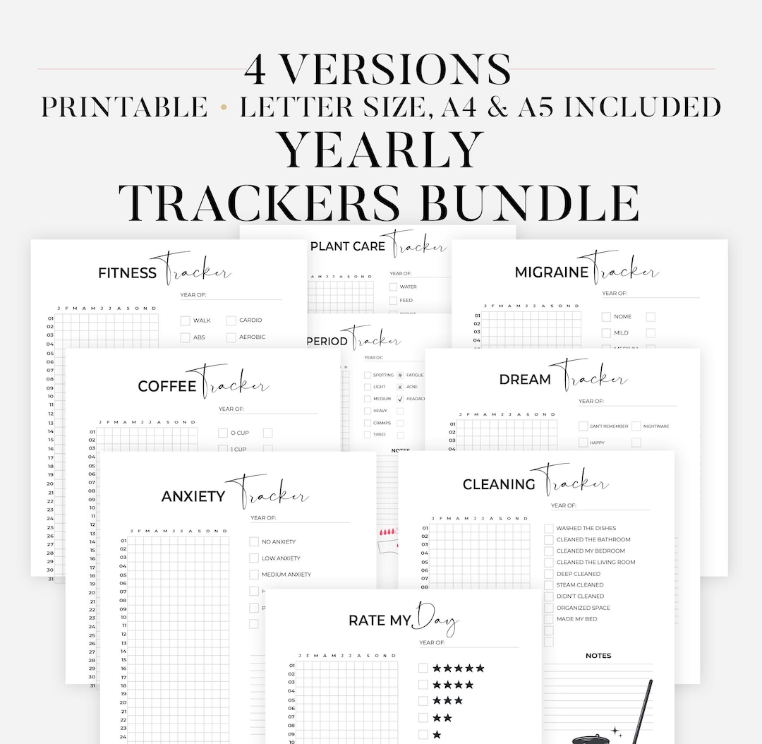 Monthly Trackers Bundle - Bullet Journal Idea - Step Tracker ...