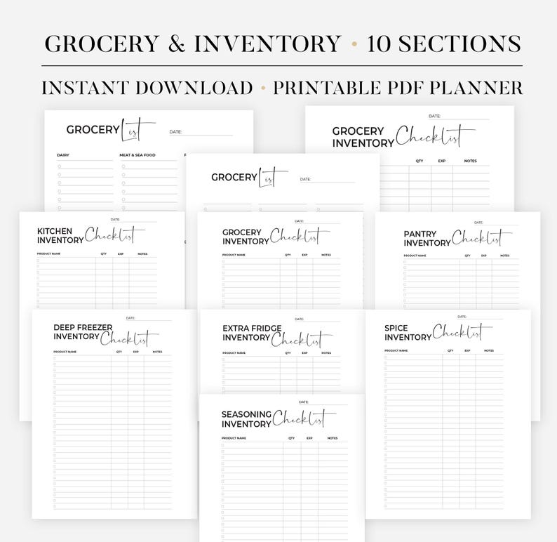 Pantry Organization, Printable Grocery List, Kitchen Organization ...