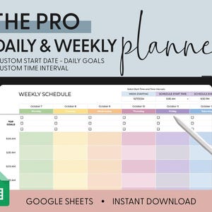 Editable Planner Google Sheets Digital Planner Spreadsheet Daily Weekly ...