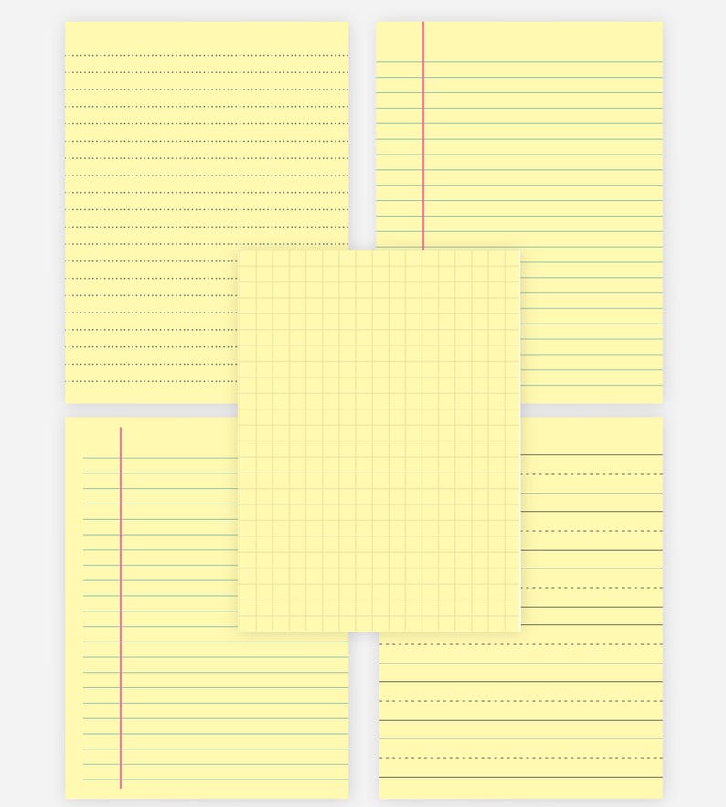 Printable Lined Paper, 14 Pages Grid Paper, Yellow Dotted Paper, Wide ...