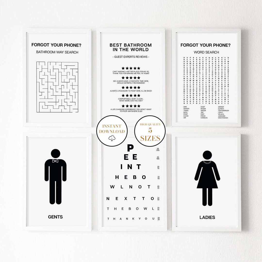 Bundle Bathroom Toilet Prints, Bathroom Posters, Home Decor Gift ...