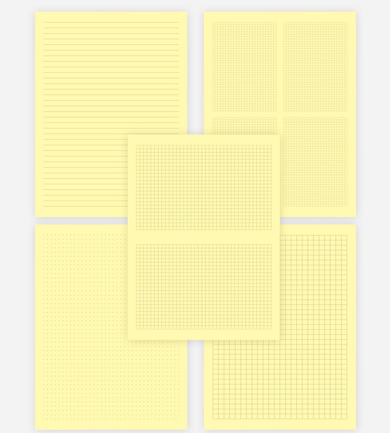 Printable Lined Paper, 14 Pages Grid Paper, Yellow Dotted Paper, Wide ...