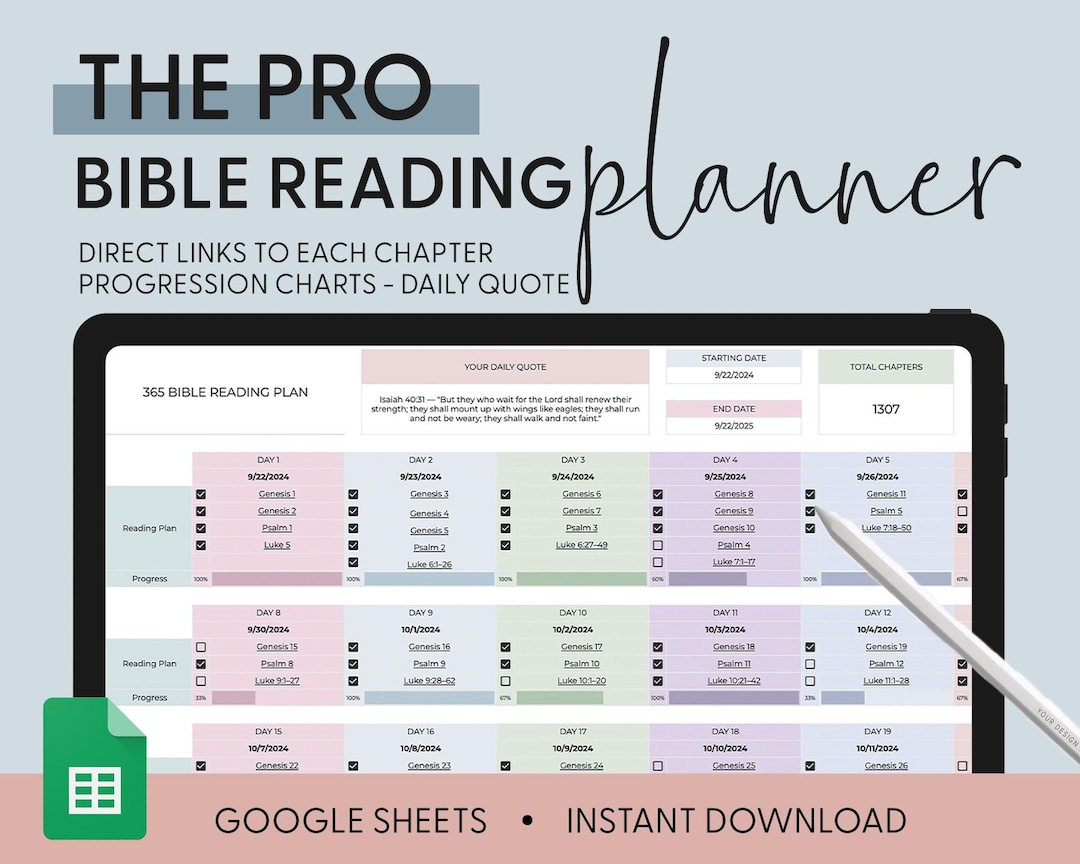 Chronological Bible Reading Plan Tracker Bible Tracker Editable One Year Bible Reading Plan ...