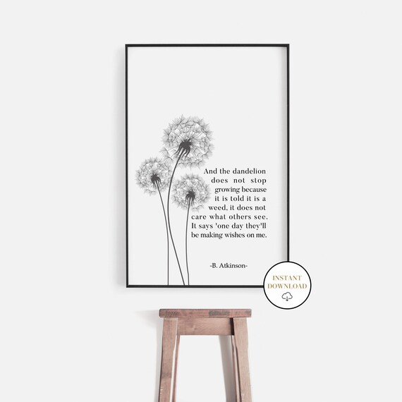 Dandelion Wish Quote Printable Dandelion Wall Art - Etsy