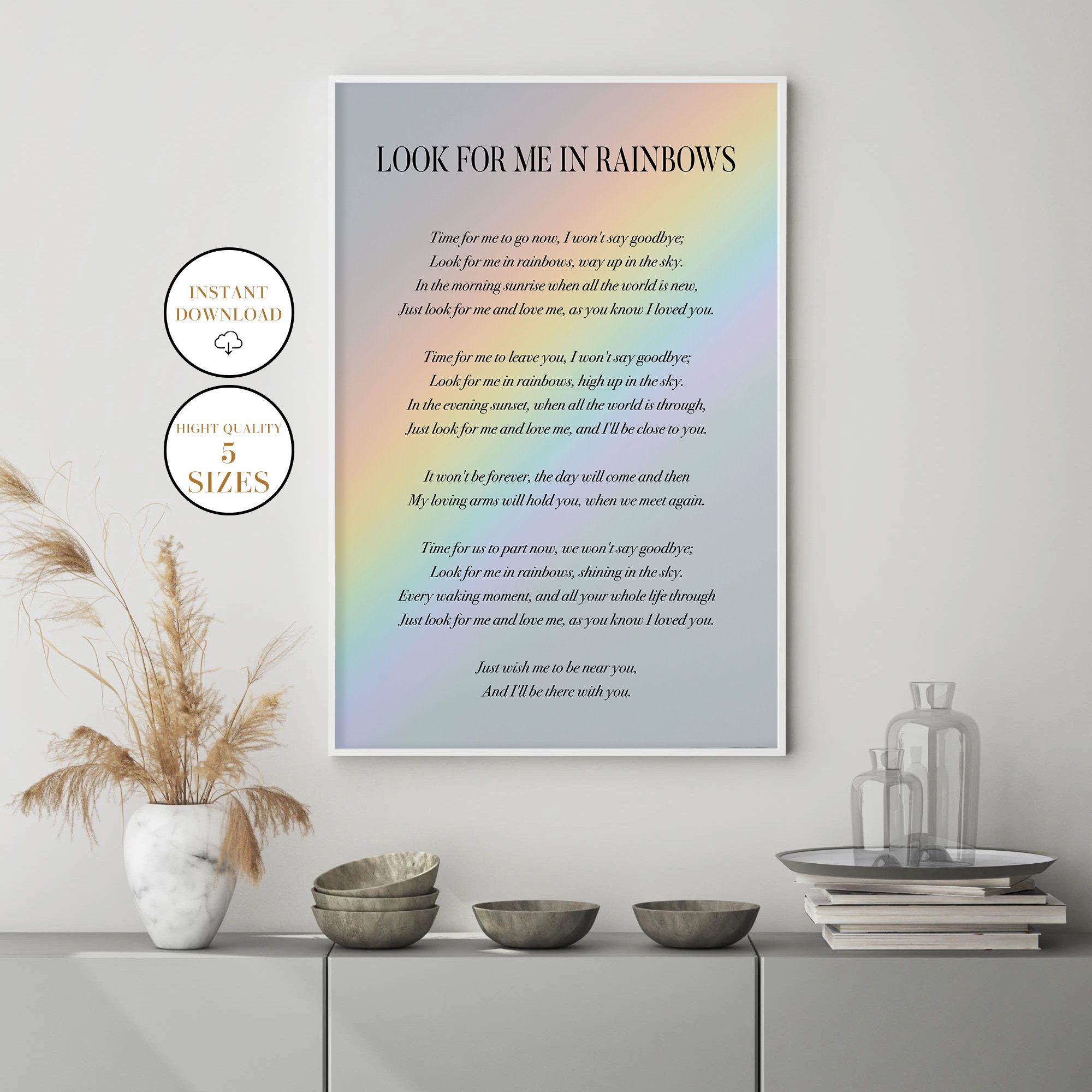 Look for Me in Rainbows Funeral Poem Memorial Gift - Etsy UK