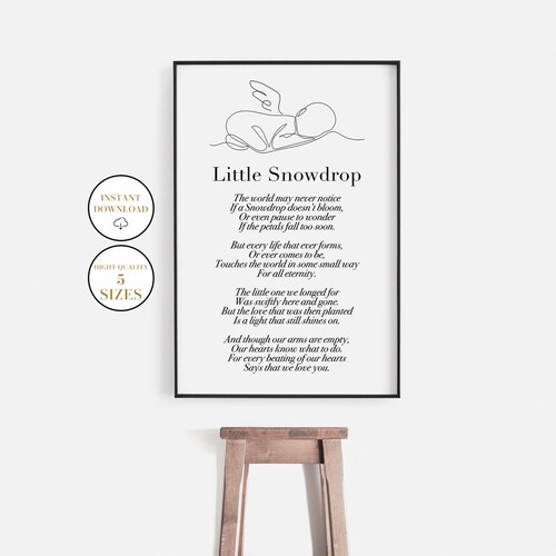 Baby Loss Poem Little Snowdrop Poem Miscarriage Print - Etsy