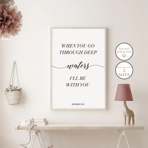 Bible Verses Printable, When You Go Through Deep Waters, Bible Verse ...