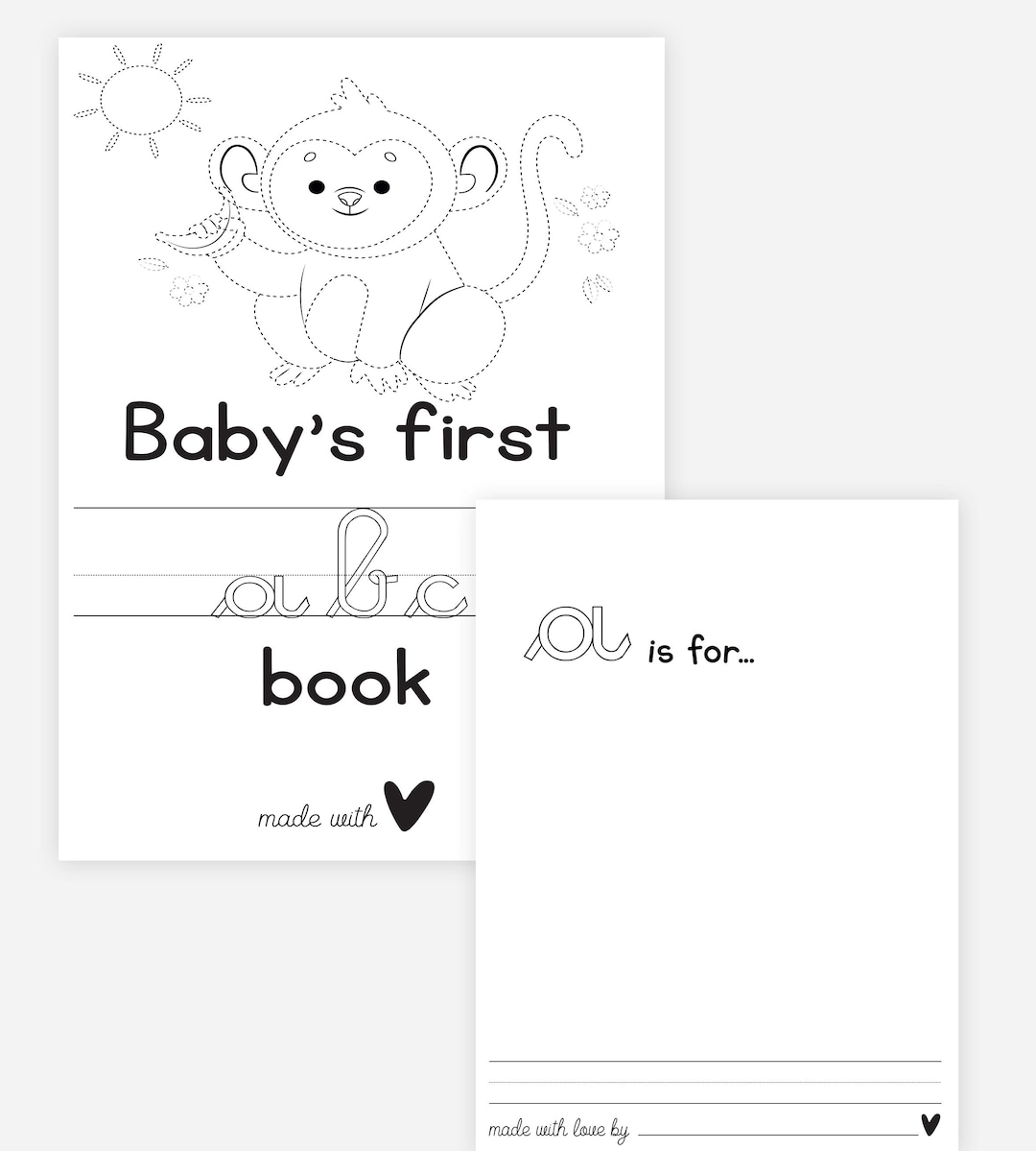 26 PAGES ABC Baby Shower Coloring Book, Baby's First ABC Book, Blank ...