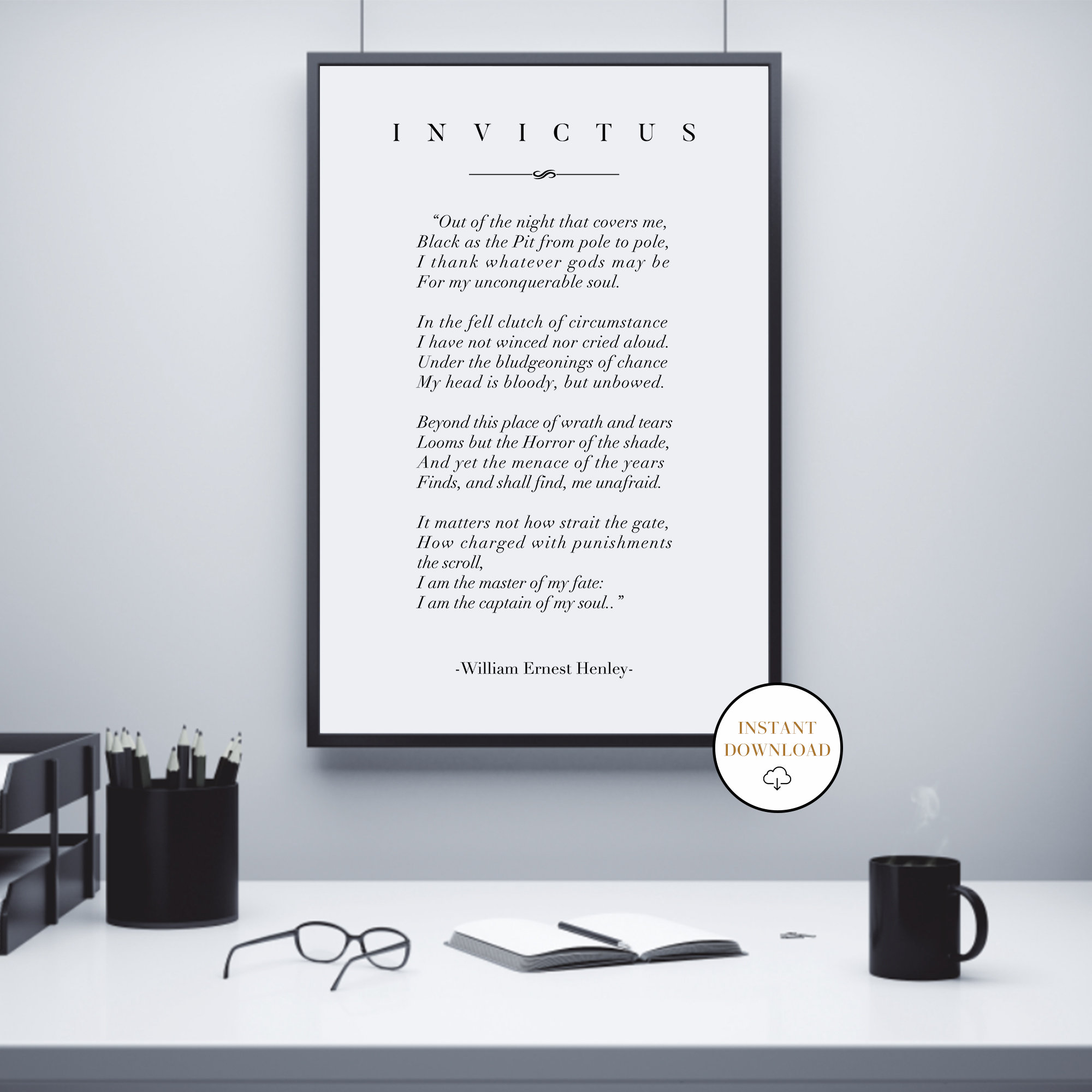 Printable Invictus Poem Invictus Poem by William Ernest - Etsy UK
