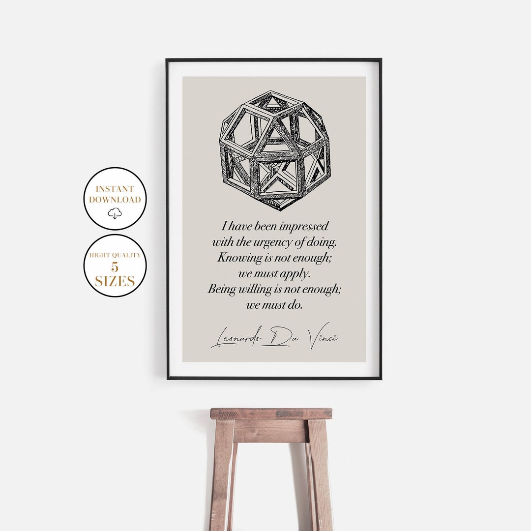 Printable Wall Art Impressed Poster Leonardo Da Vinci Quote - Etsy