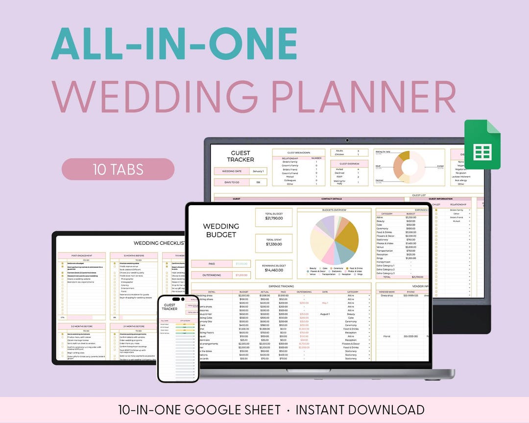 Ultimate Wedding Day | Wedding Planning Spreadsheet | Google Sheets ...
