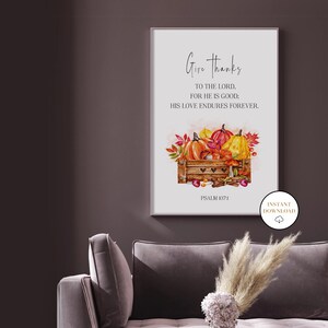 Give Thanks to the Lord Sign, Psalm 107:1, Thanksgiving Bible Verse ...