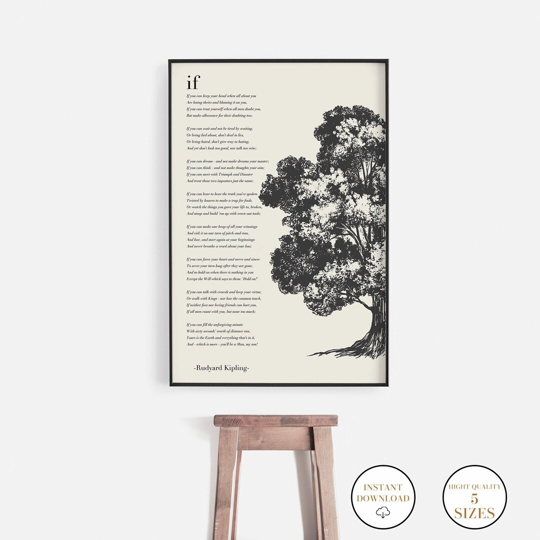 If by Rudyard Kipling Wall Art, Motivational Poster, Inspirational ...