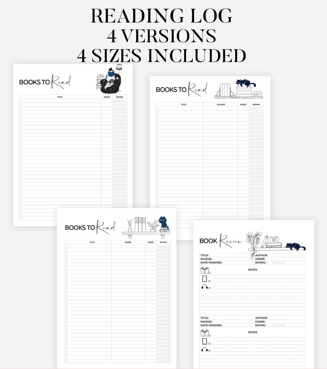 Reading Log Printable, Reading Tracker Bundle, Books to Read, Books I ...