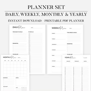 Daily Weekly Monthly Planner Printable Full Printable Planner Undated ...