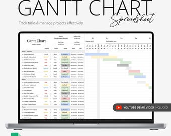 Gantt Chart Project Management Template | Team Task Tracker | Google Sheets | Project Planner ...