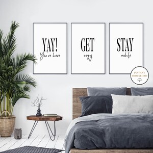 Get Cozy Sign, Bedroom Decor, Printable Above Bed Art, Guest Room Print ...