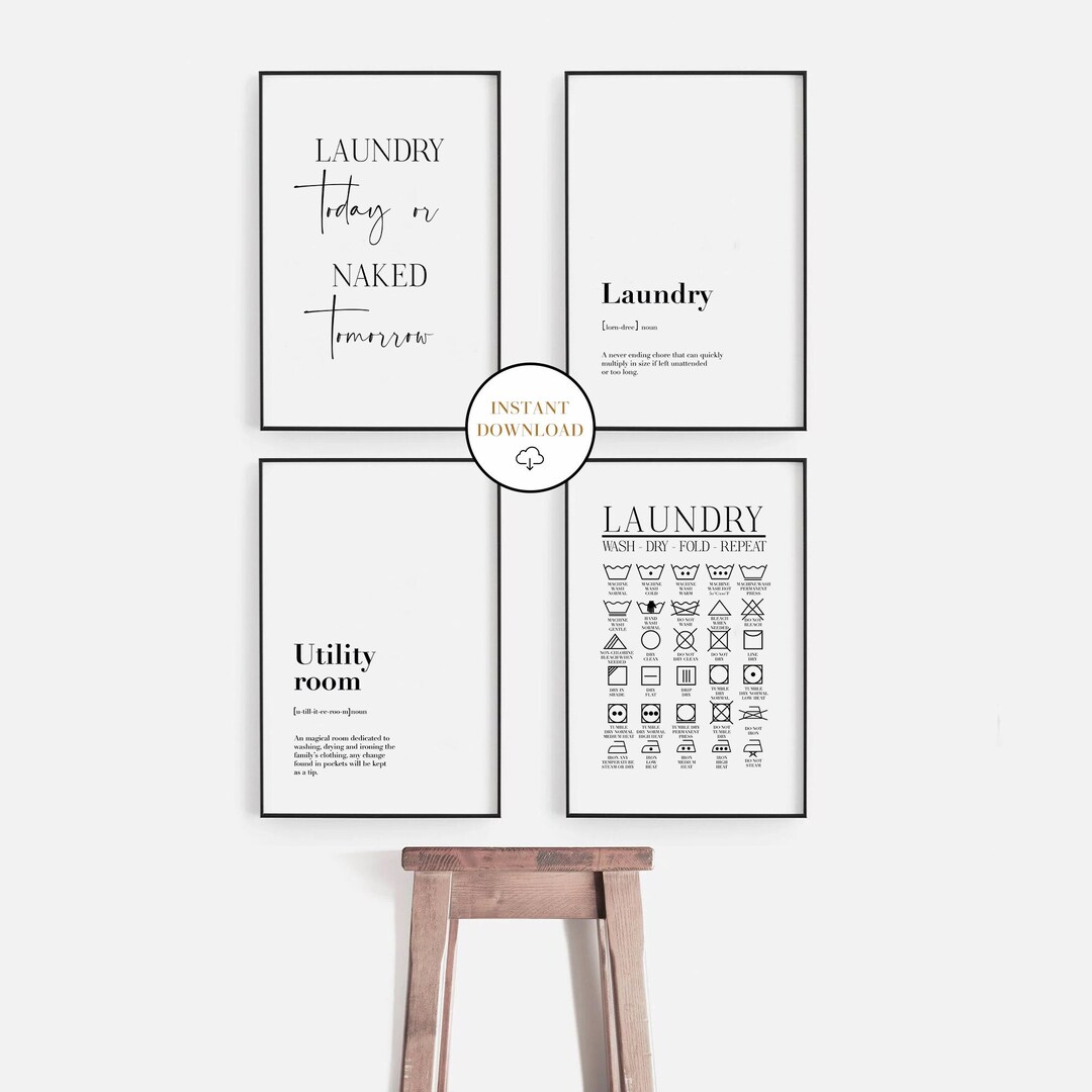 Laundry Prints Printable Wall Art Set of 4 Prints Utility - Etsy