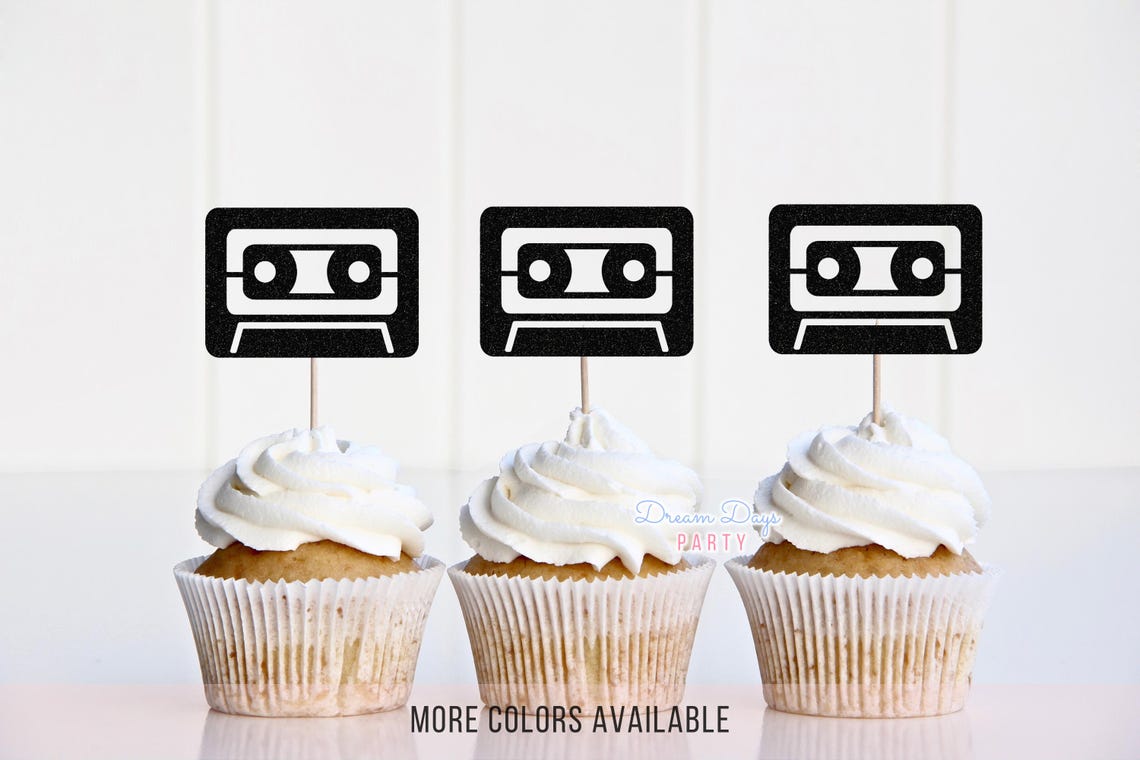 Cassette Tape Cupcake Toppers: Retro 80s 90s Music Party Decor, Vintage ...