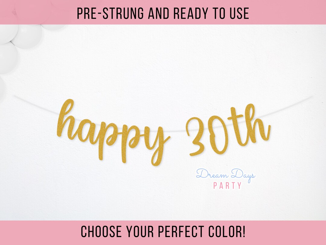 Happy 30th Banner: Happy 30 Birthday Party Decorations, Thirty Sign - Etsy