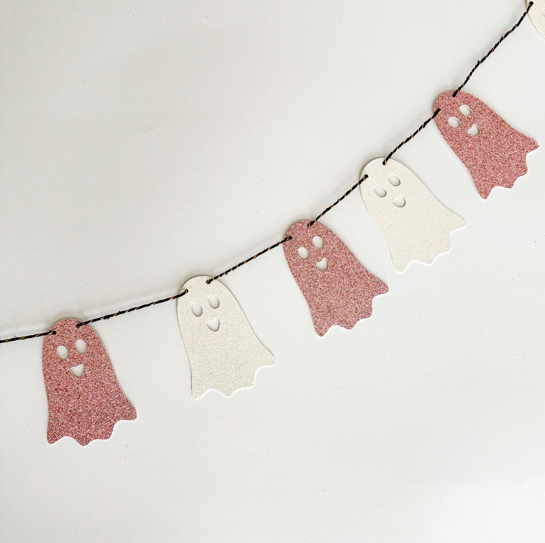 Pastel Halloween Ghost Banner, Pink and White Ghost Cute Halloween ...