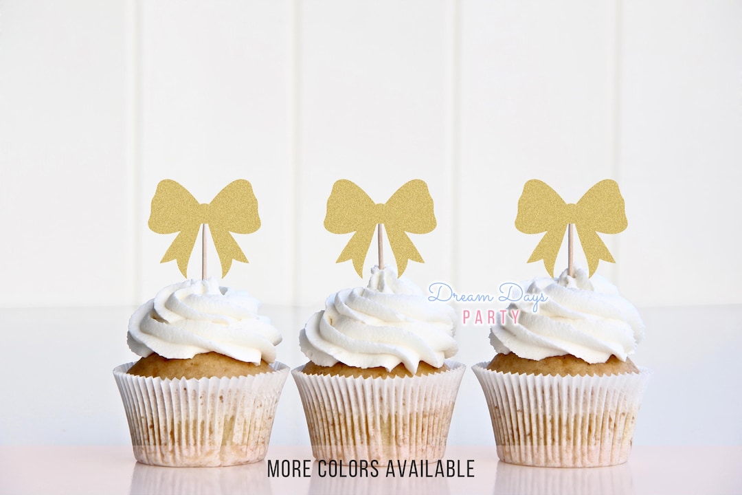 Bow Cupcake Topper for Baby Shower or Birthday, Coquette Party Decor ...