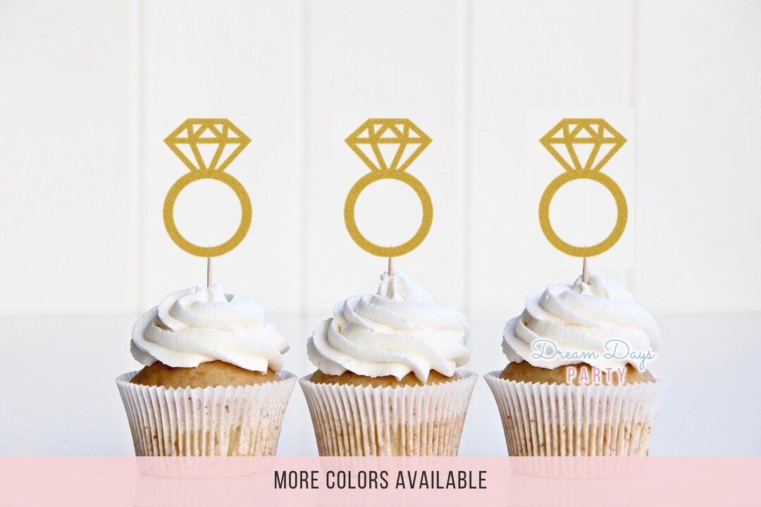 Glitter Diamond Ring Cupcake Toppers: Engagement, Bridal Shower ...