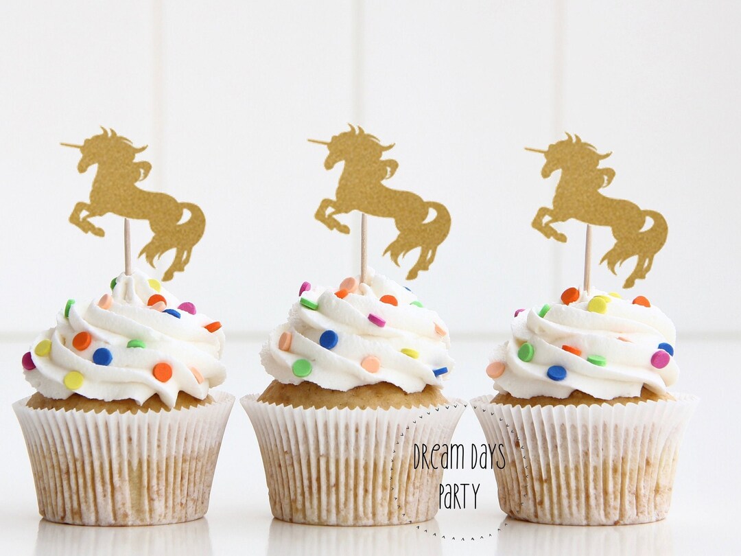 Unicorn Cupcake Topper - Glitter Birthday Decoration for Magical ...
