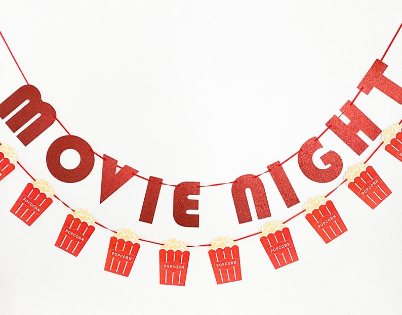 Movie Birthday Banner Popcorn Banner Movie Night Decoration - Etsy