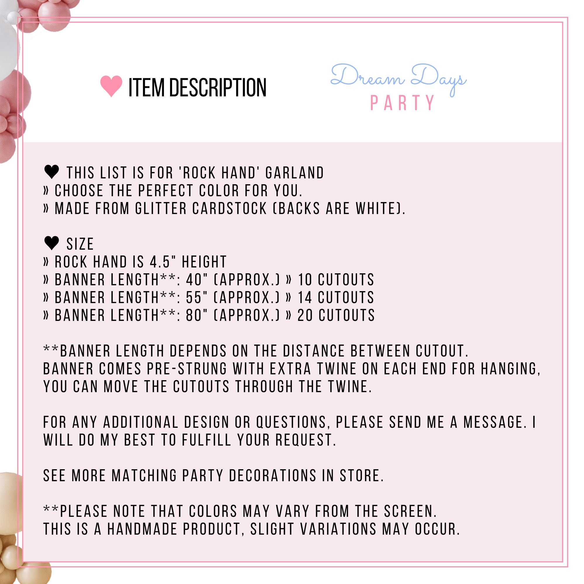 Rock Hand Garland for Rock 'n Roll Decades Party and - Etsy