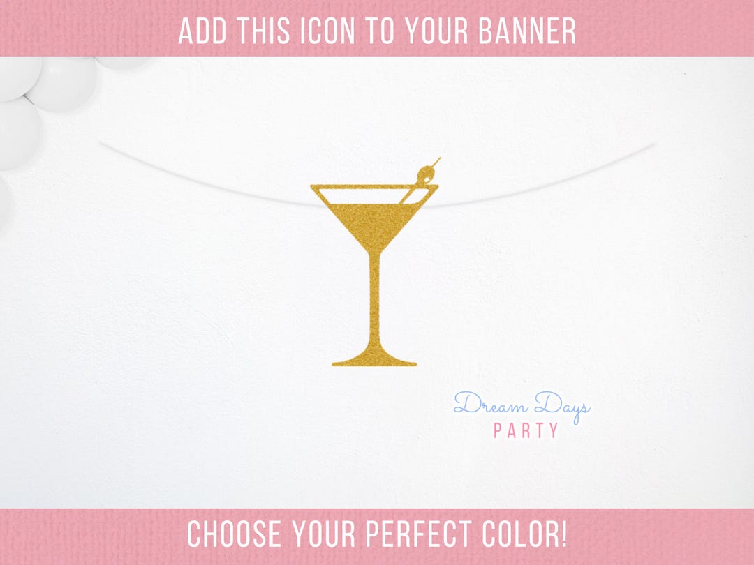 Glitter Martini Glass Banner Add-on: Bachelorette Party Decor - Etsy