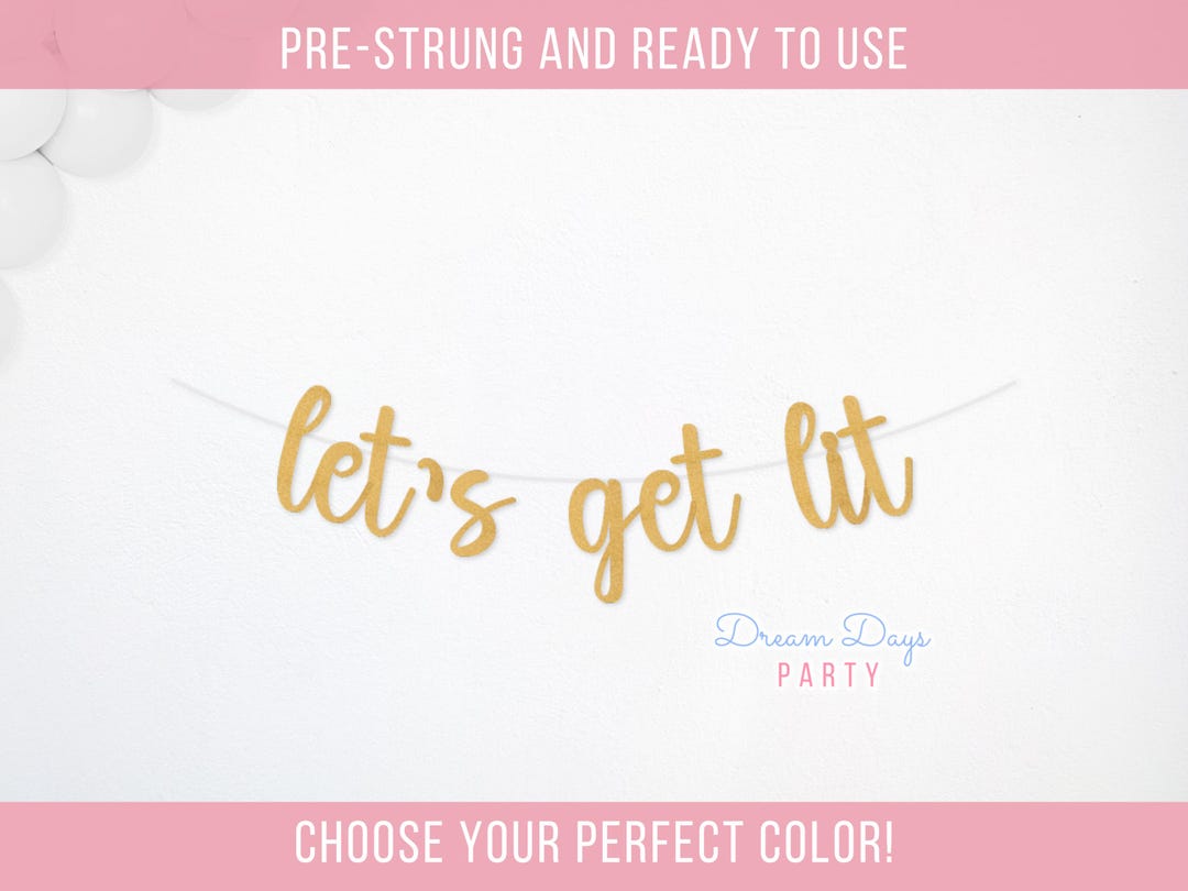 Let's Get Lit Banner - Christmas Lights & Hanukkah Party Decor ...
