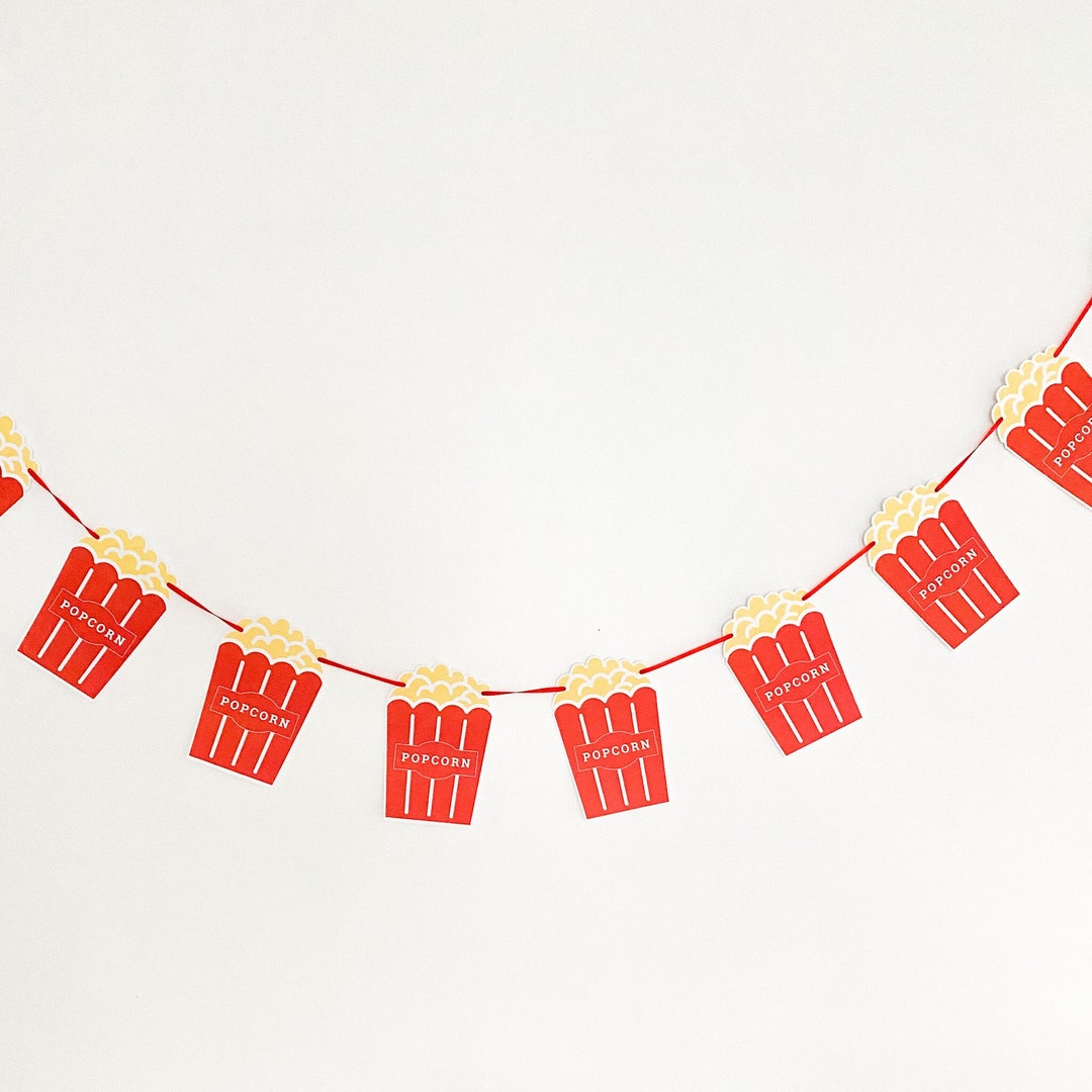 Movie Birthday Banner, Popcorn Banner, Movie Night Decoration, Family ...