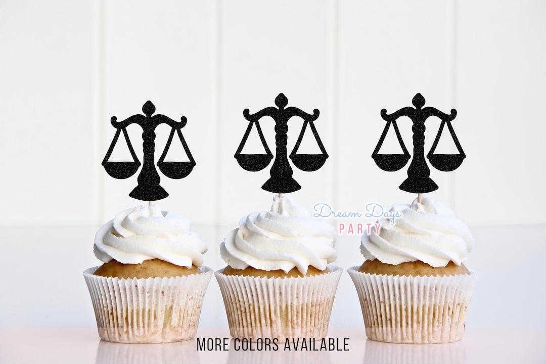 Justice Scales Cupcake Topper, Lawyer Graduation Party Decor, Law ...