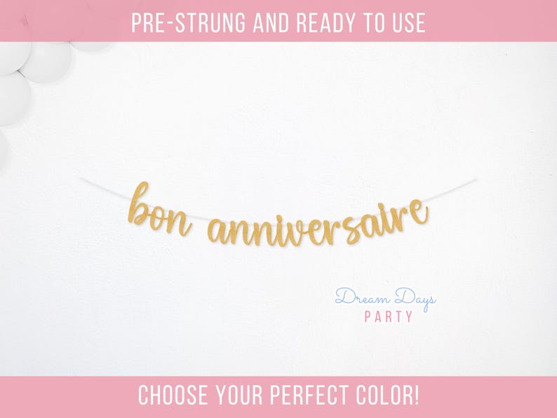 Bon Anniversaire Banner, Joyeux Anniversaire French Birthday Garland ...
